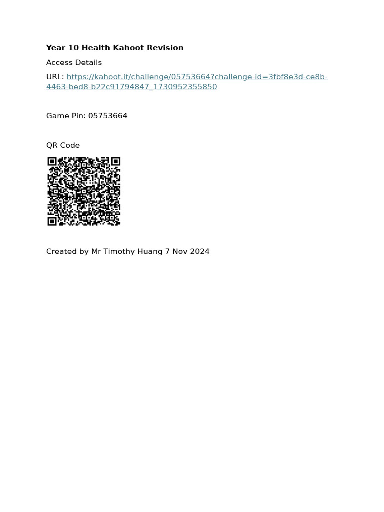 Year 10 Health Kahoot Revision | PDF
