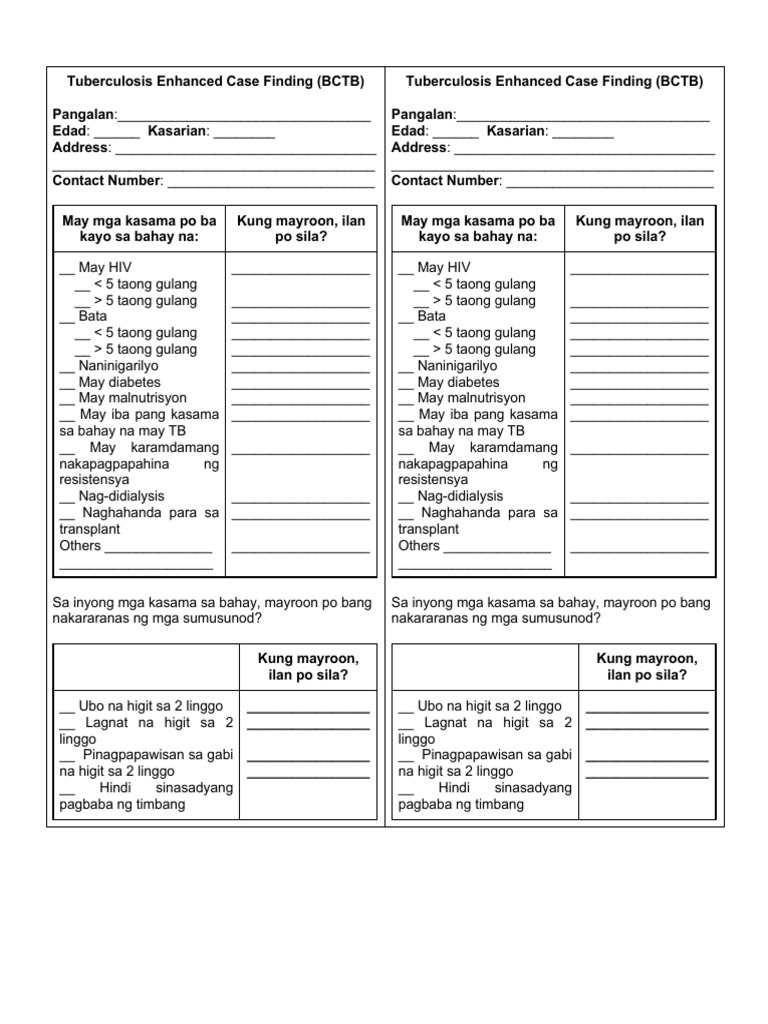 TB SURVEY FORMS | PDF