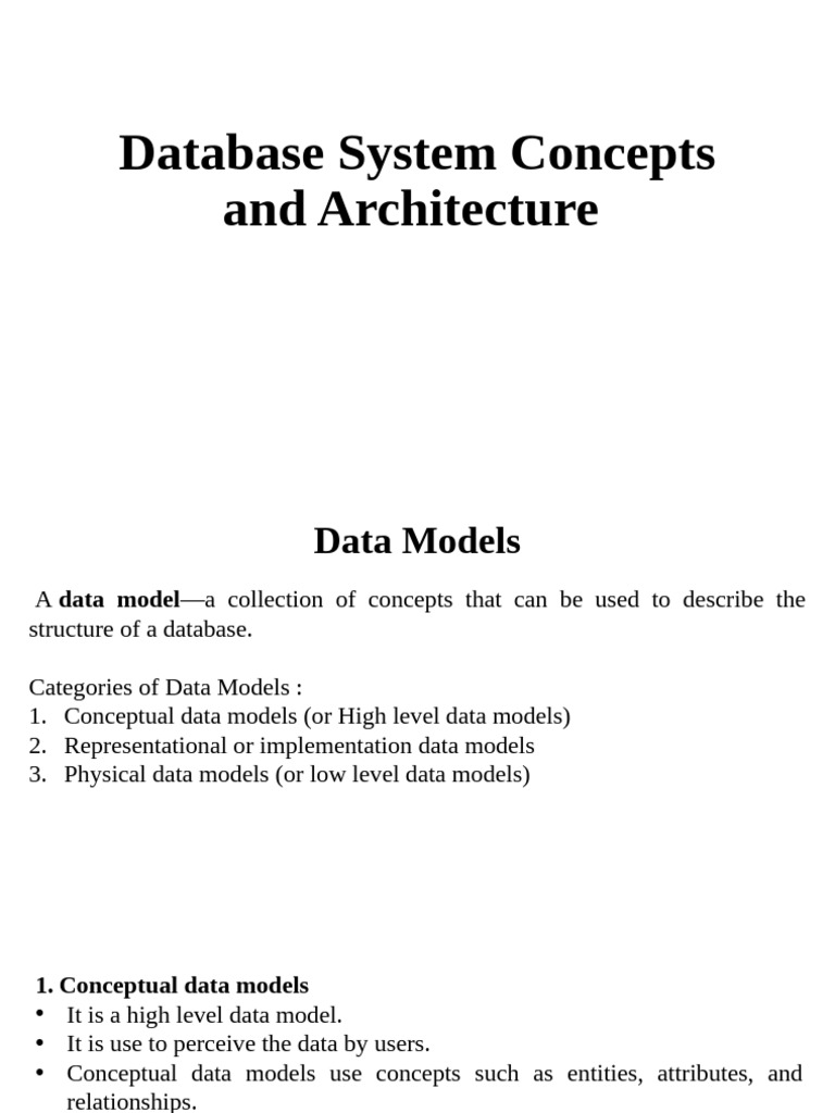 2.database System Concepts and Architecture | PDF | Databases | Conceptual Model