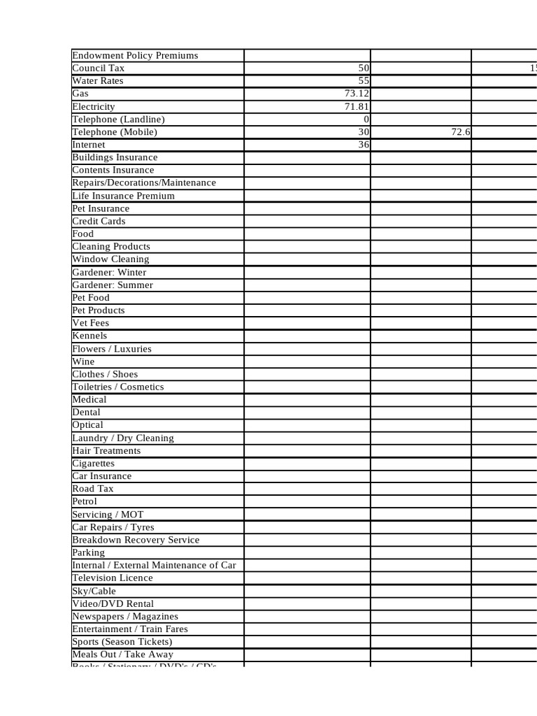 Household Budget Breakdown | PDF