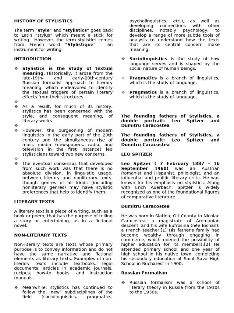 History of Stylistics | PDF | Rhetoric | Linguistics