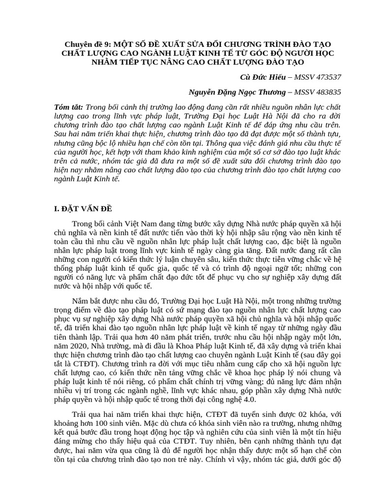 Chuyên đề 9 Bài hội thảo PLKT-Hiếu&Thương (bản hoàn thiện) | PDF