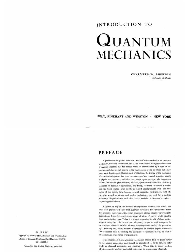 Introduction To Quantum Mechanics | PDF