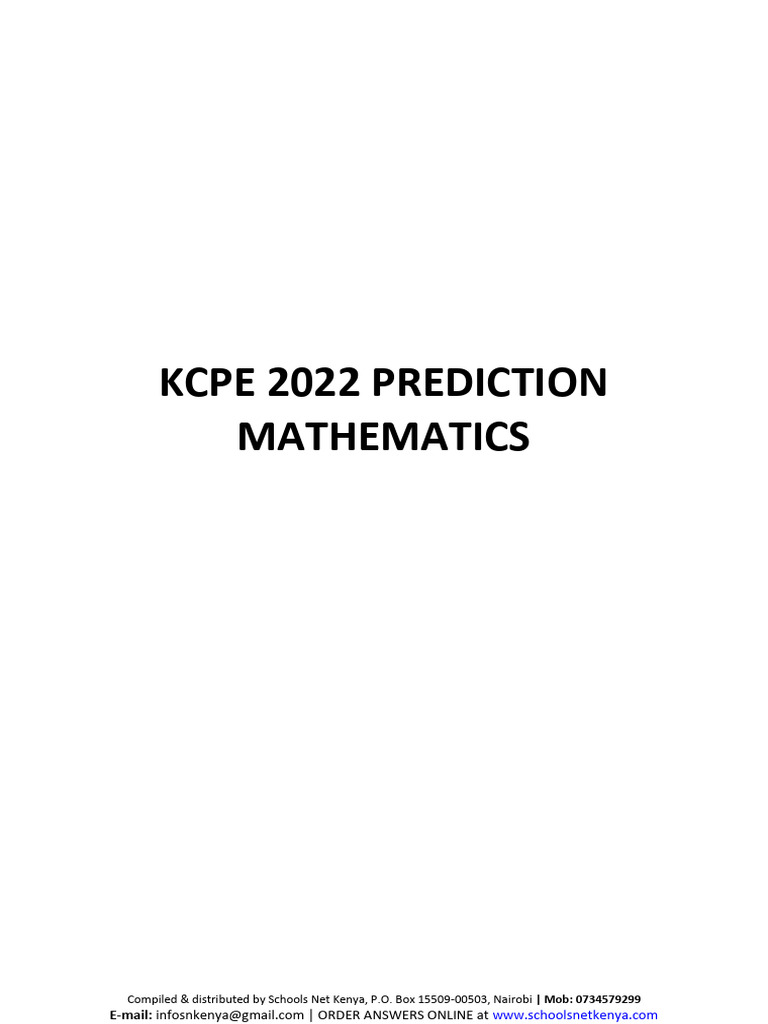 Kcpe Mathematics Prediction 2022 | PDF