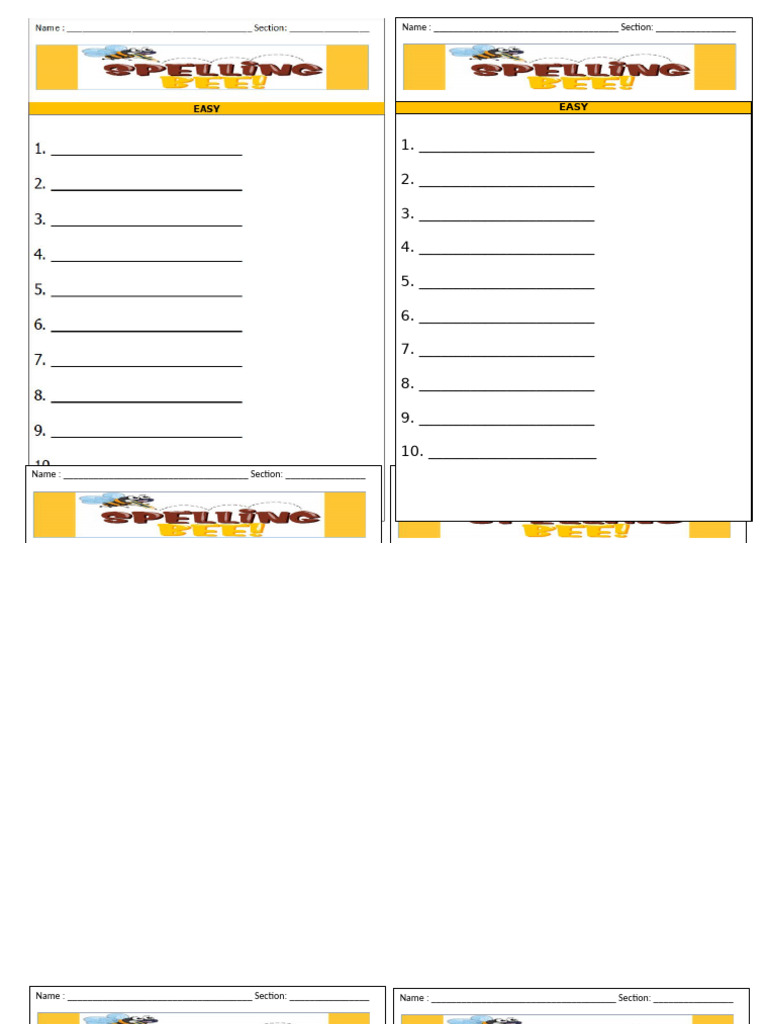 Spelling Bee Answersheet | PDF