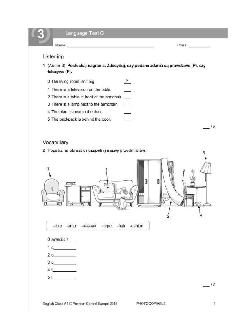 ECA1 Tests Language Test 3C New2018 | PDF