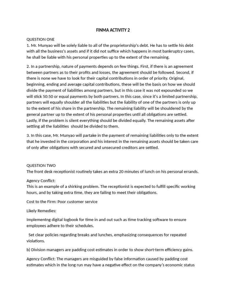 Finma Activity 2 - Cabusas | PDF | Partnership | Employment