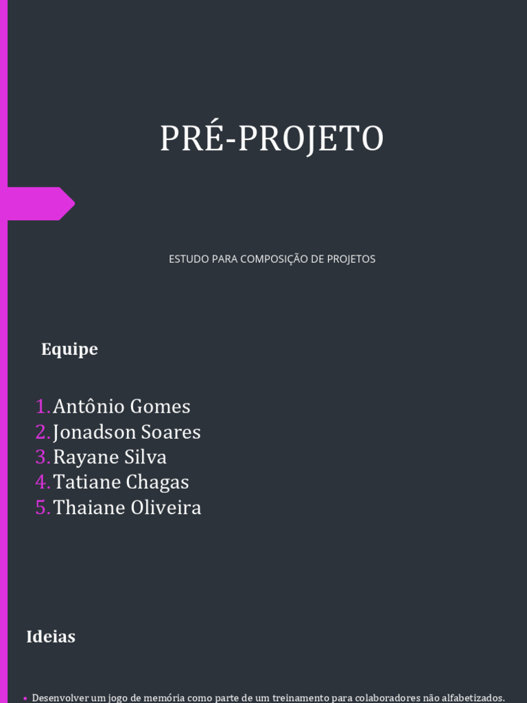 PRÉ-PROJETO.pptx | PDF