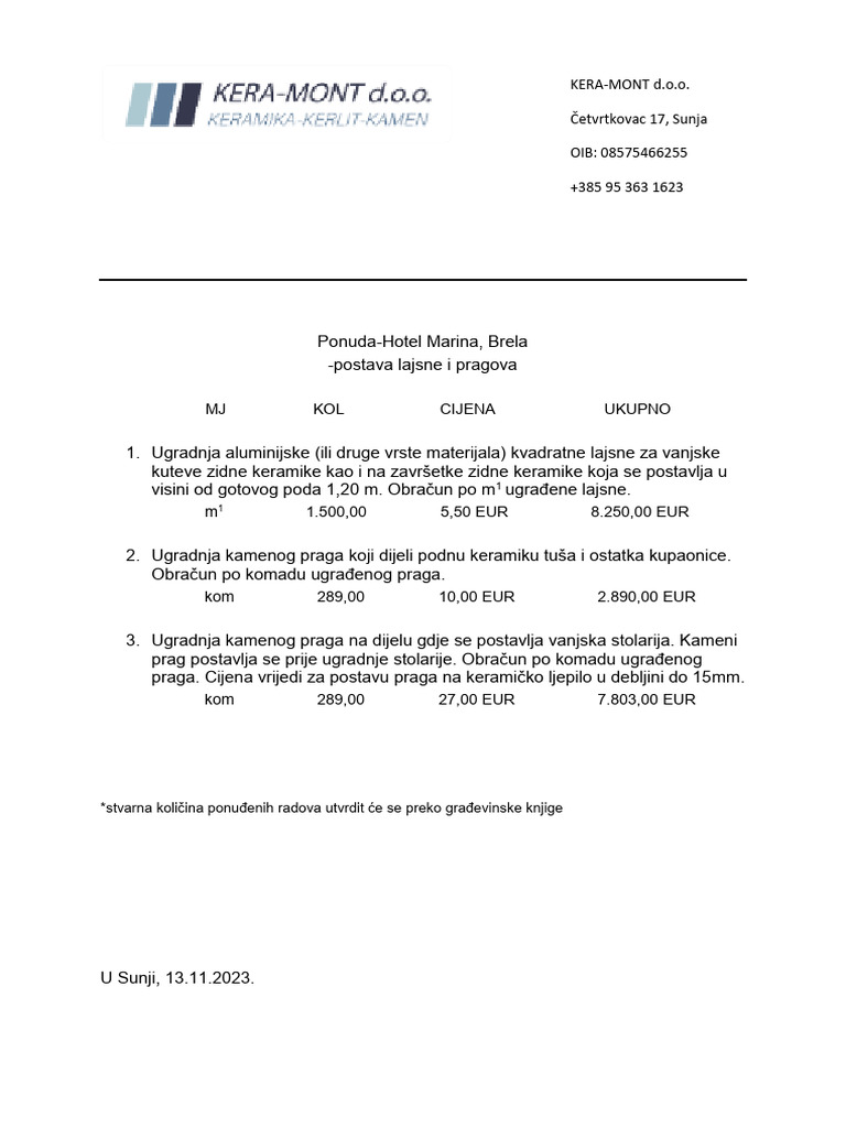 Ponuda-Lajsne I Pragovi | PDF