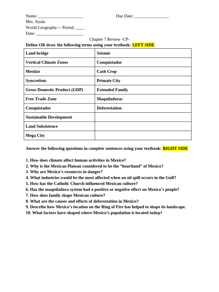 Chapter7 Review CP | PDF