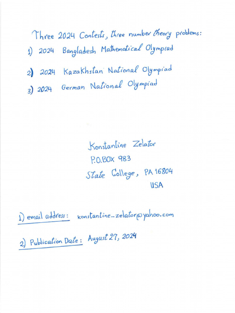 Three 2024 Contests Three Number Theory | PDF