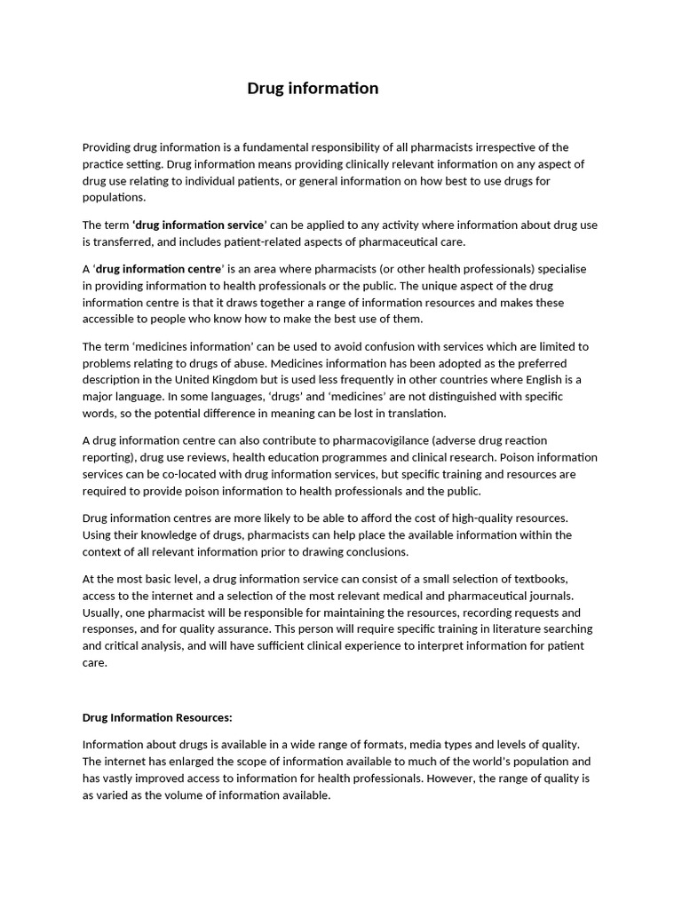 Drug information | PDF | Pharmacovigilance | Toxicology