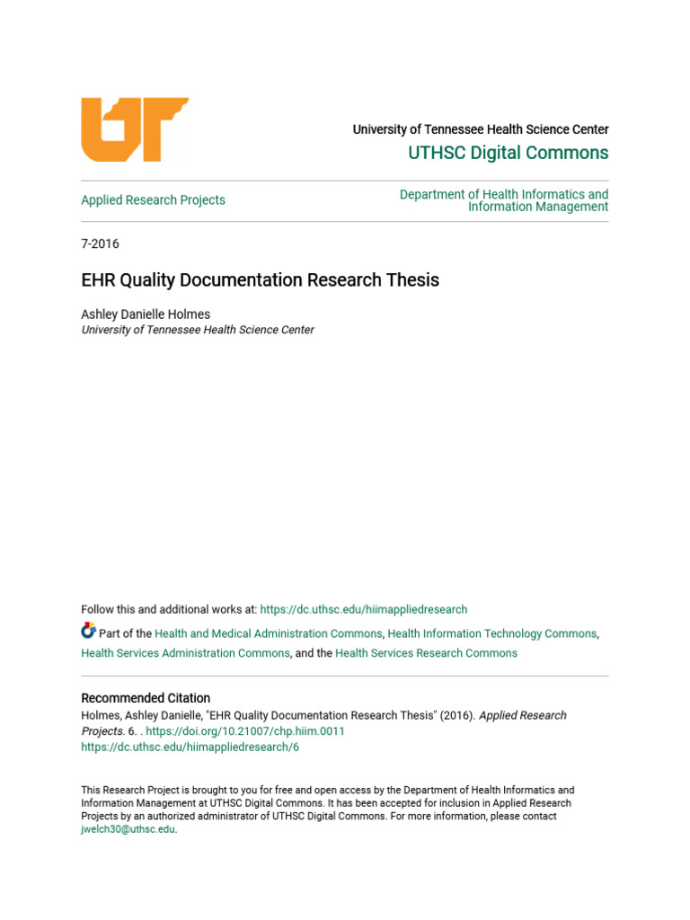 EHR Quality Documentation Research Thesis | PDF | Electronic Health ...