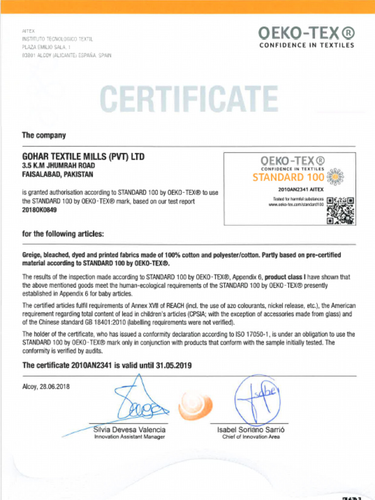 2010an2341 - Gohar Textile Mills | PDF