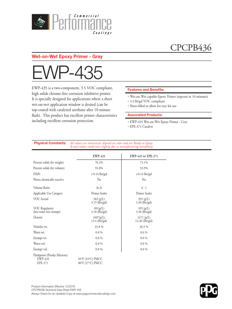 CPCPB436 EWP-435 Wet-on-Wet Epoxy Primer-Gray 12232019 Final | PDF ...