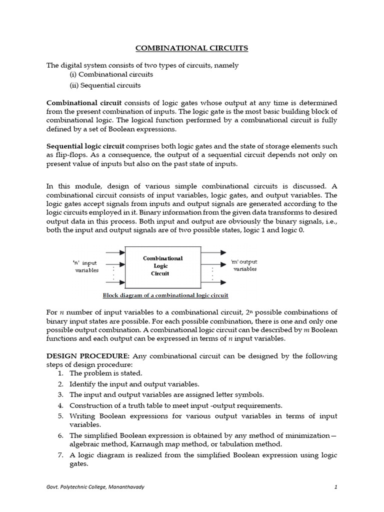 Combination Circuits in Computer Engineering | PDF | Logic Gate | Binary Coded Decimal