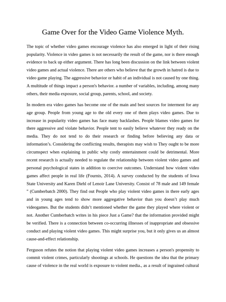 Debunking Video Game Violence Myths | PDF | Violence | Social Psychology