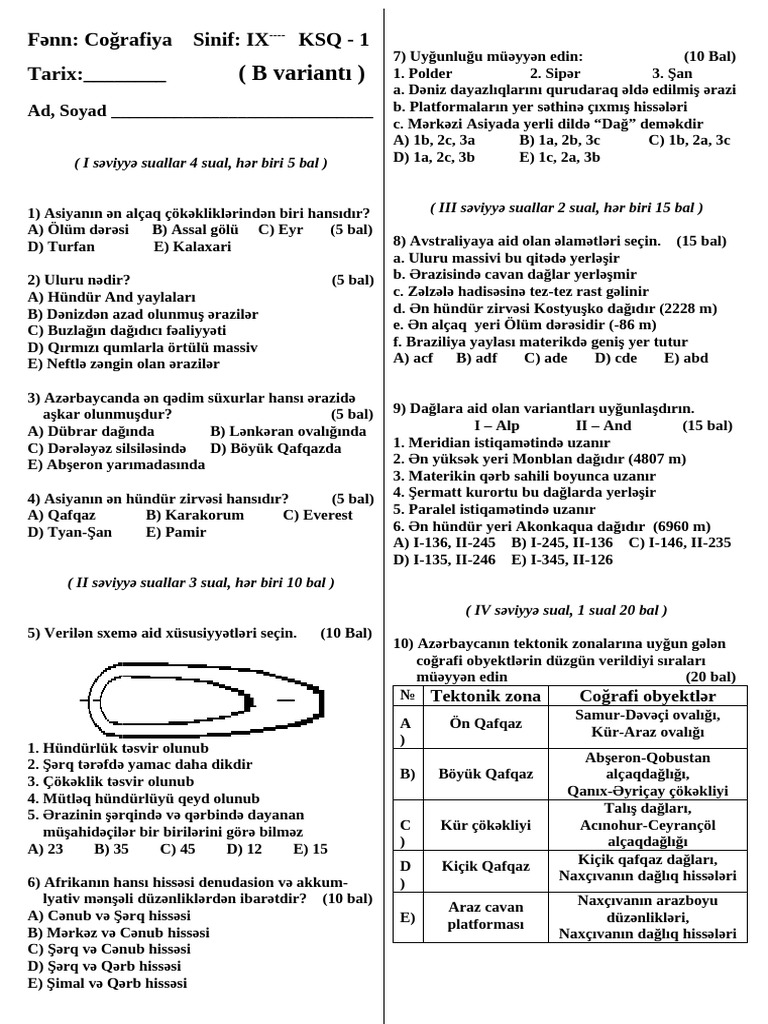 Sinif 9 KSQ 1 (B) | PDF