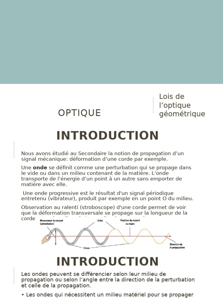 Introduction_Optique[1] | PDF | Vagues | Indice de réfraction