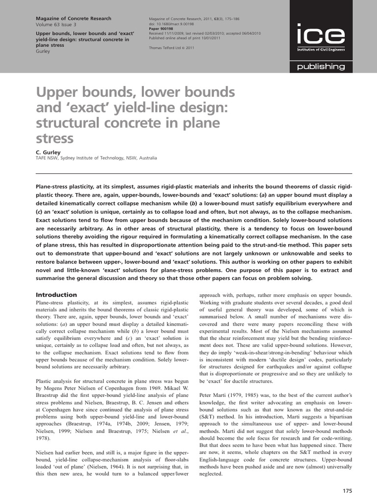 2011 - Gurley -Upper bounds, lower bounds and exact yield-line design- structural concrete in ...