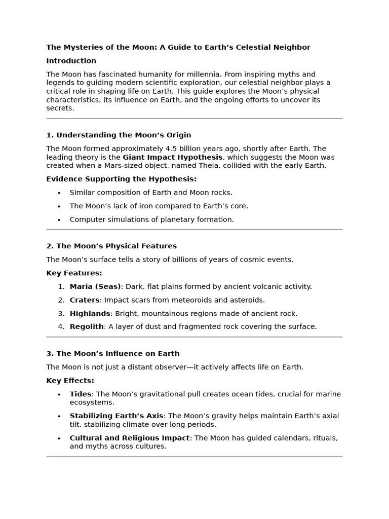 The Mysteries of The Moon | PDF | Moon | Earth
