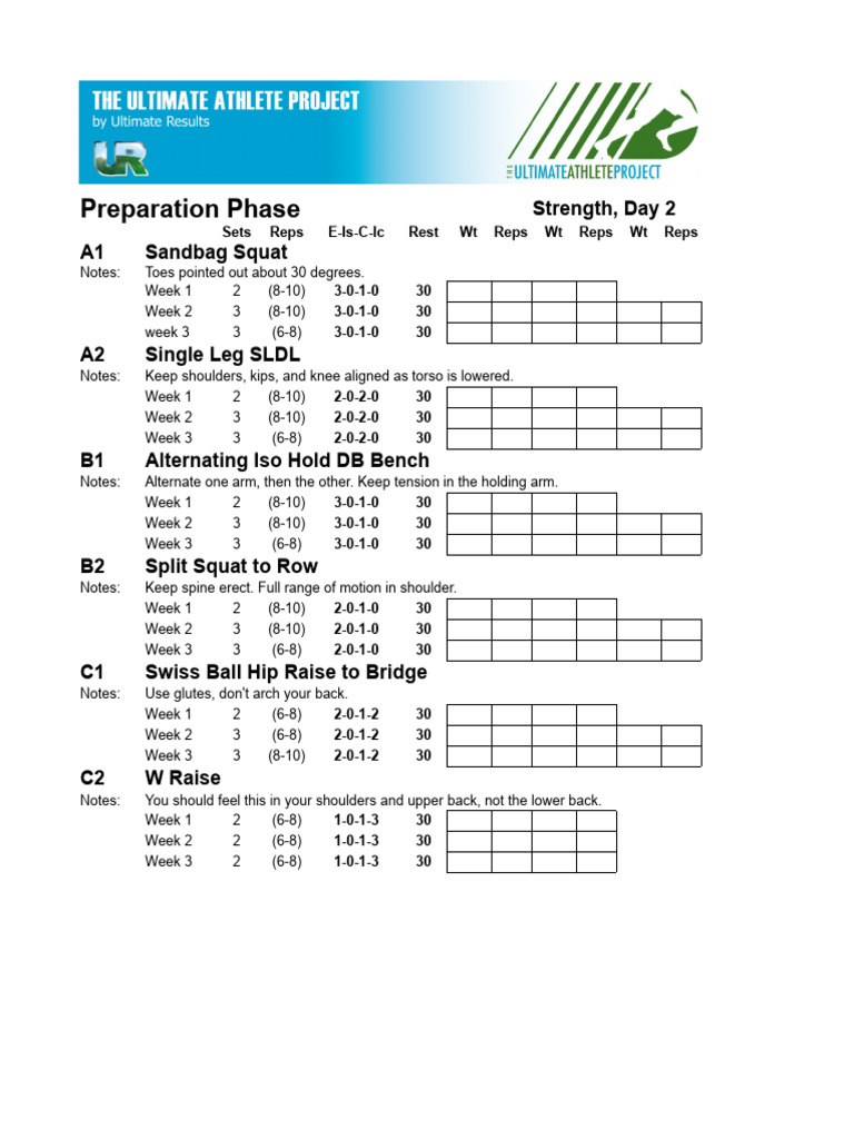 Prep Phase - Strength, Day 2 | PDF