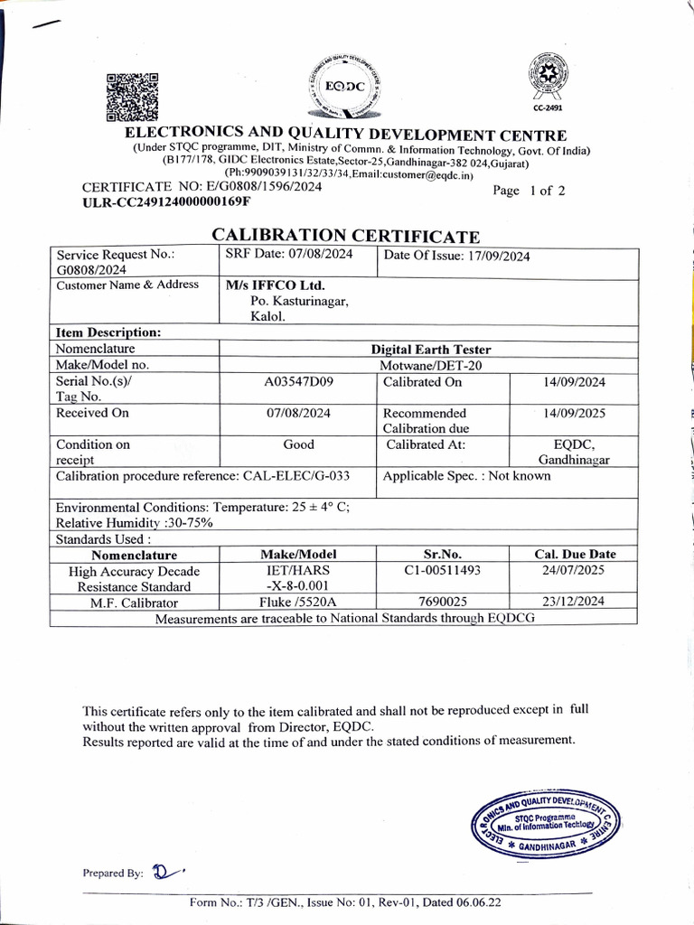 Digital Earth Tester | PDF | Calibration | Science