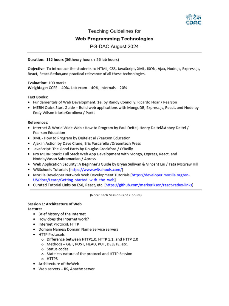 DAC - School - TG - Web Programming Technologies | PDF | J Query | Json