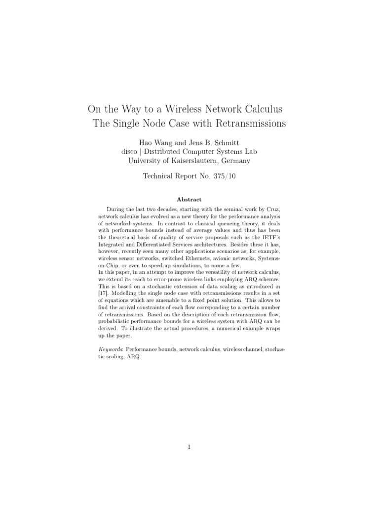 On The Way To A Wireless Network Calculus The Si Pdf Function Mathematics Mathematics