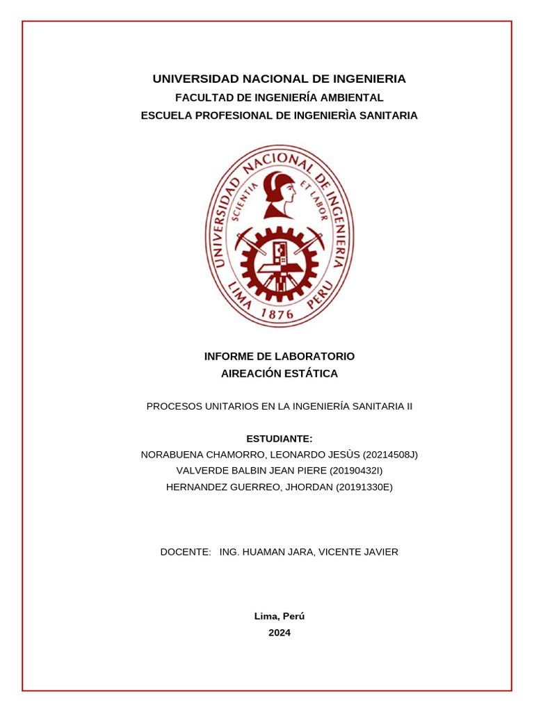 INFORME_AIREACIÓN ESTÁTICA FINAL | PDF | Agua | Oxígeno