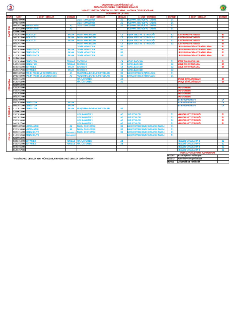 2024-2025 Guz Donemi Ders Programi | PDF