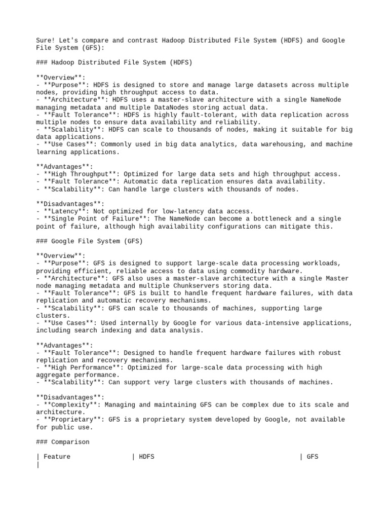 gfs vs hfs | PDF | Apache Hadoop | Scalability