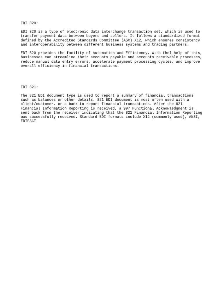 Edi 820 821 | PDF