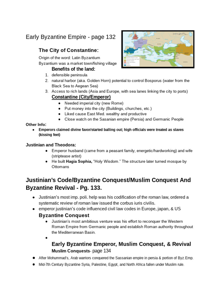 Early Byzantine Empire Notes | PDF | Justinian I