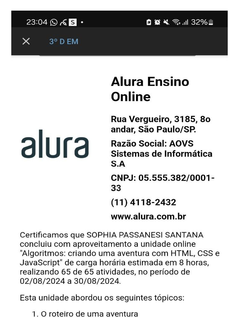 Certificate Alura | PDF