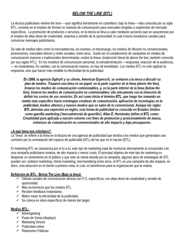 Below The Line | PDF | Publicidad | Marketing