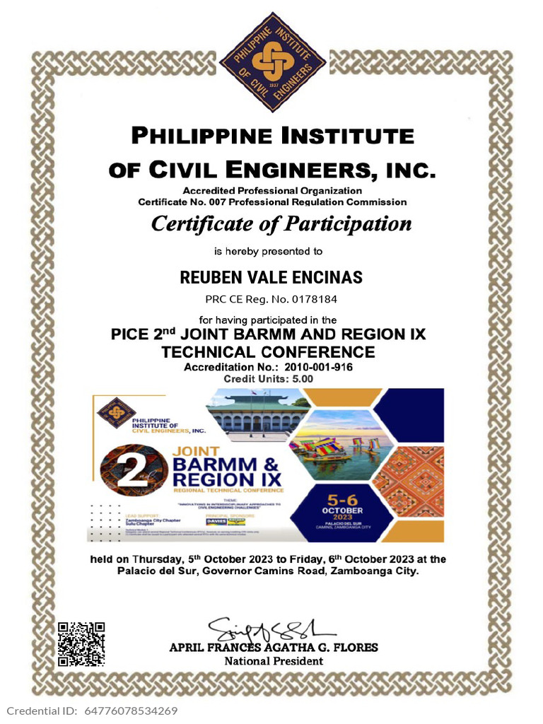 PICE Certificate Sample | PDF