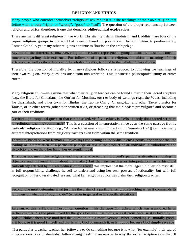 RELIGION AND ETHICS | PDF | Bible | God