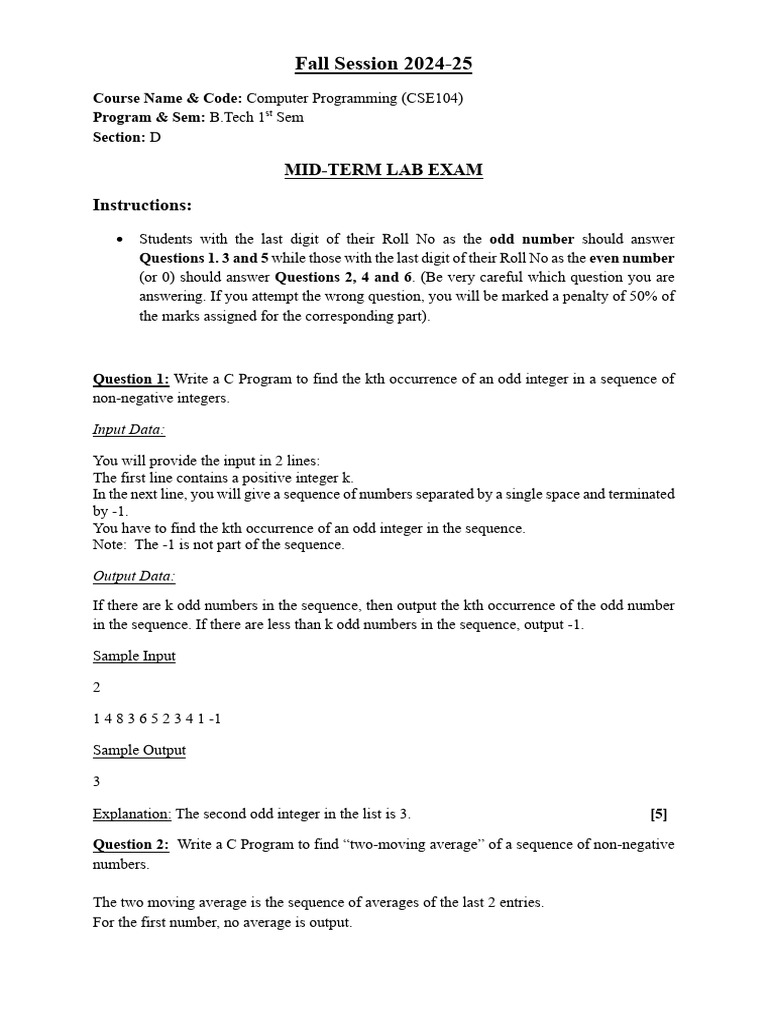 Lab(MidTerm) | PDF | Sequence | Numbers
