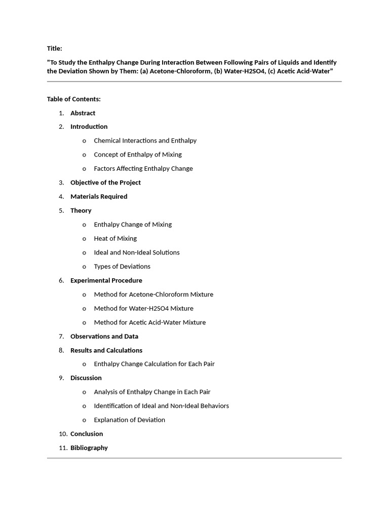 Chemistry Project 12th Grade | PDF | Enthalpy | Chemistry