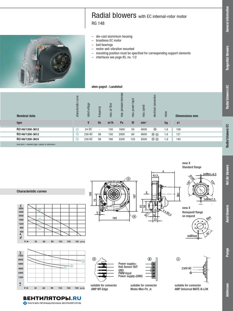 RG148 Radial Blower Specifications | PDF | Power Supply | Alternating ...