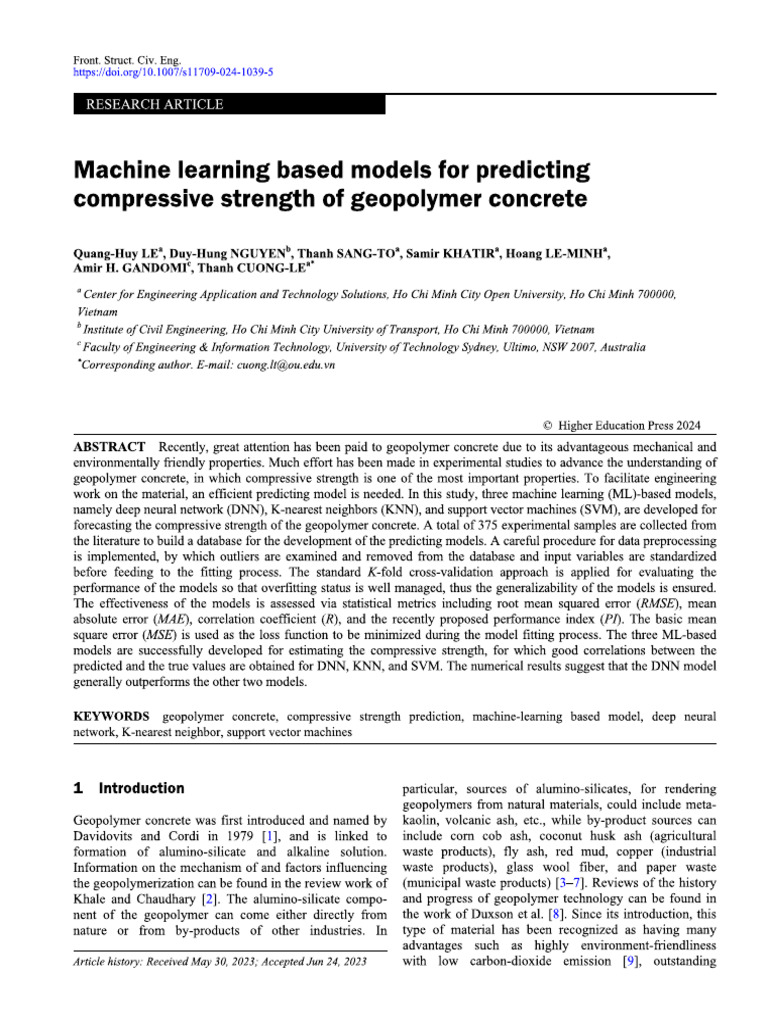 1. Machine Learning for Predicting Compressive Strenght | PDF