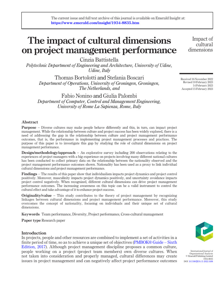 Cultural Dimensions in Project Management | PDF | Project Management | Risk