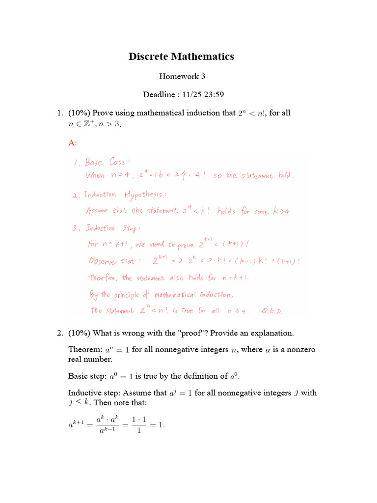 離散數學HW3 解答 | PDF | Mathematical Proof | Sequence