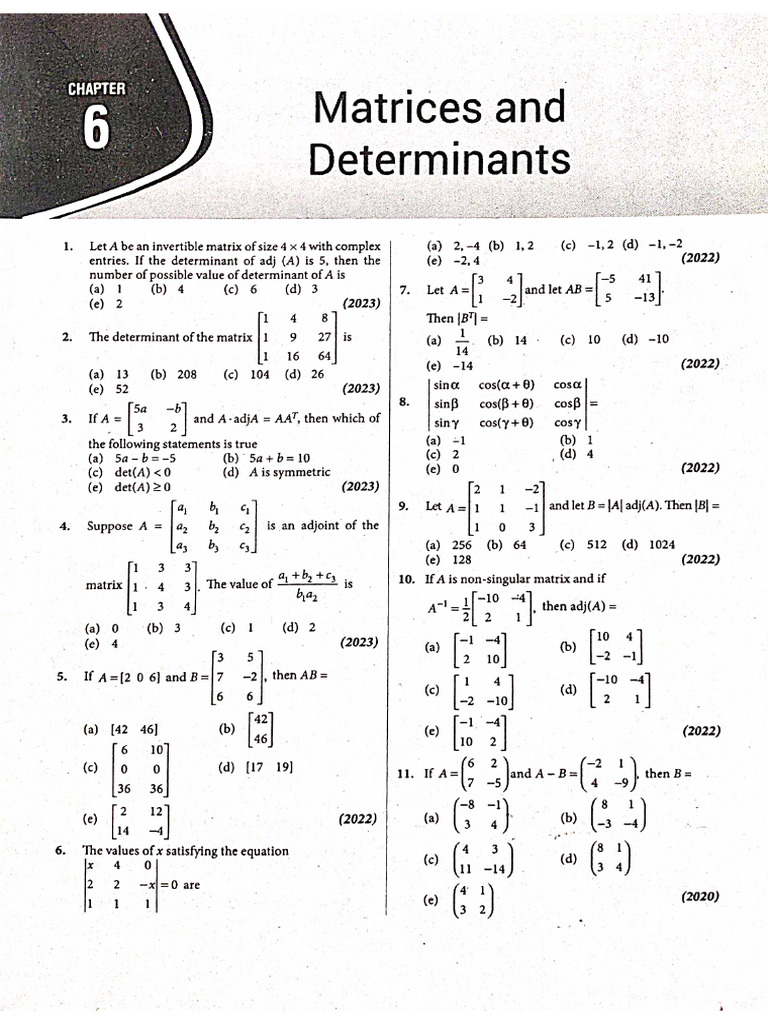 Matrices & Determinants (SPQ) | PDF