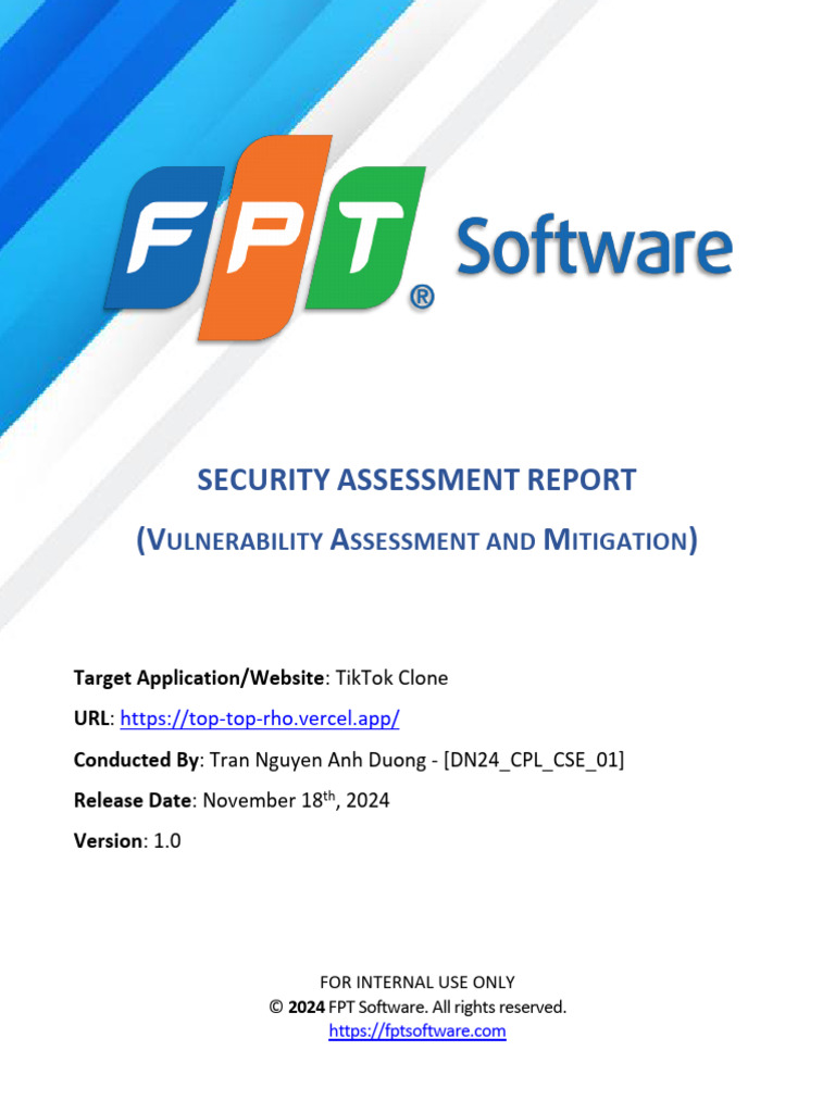 TikTok Clone Security Assessment Report | PDF | Vulnerability (Computing) | Computer Security