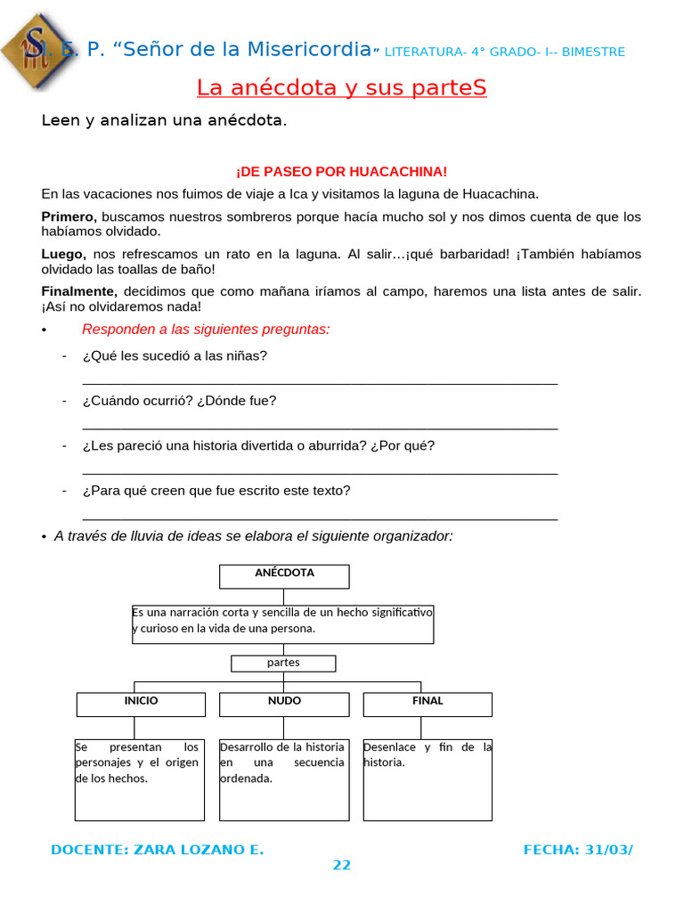 Litera - 4°grado - 31-03-22-I-Bim | PDF