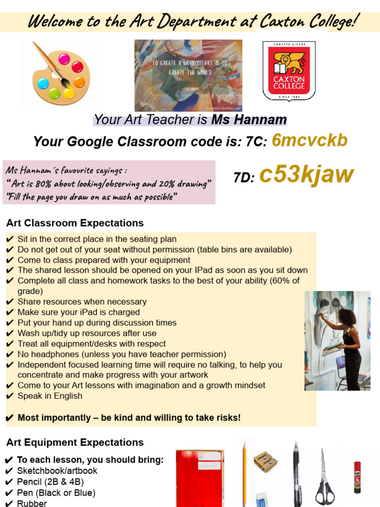 Yr7 Intro To ART & Baseline Task BH | PDF | Cognitive Science | Learning