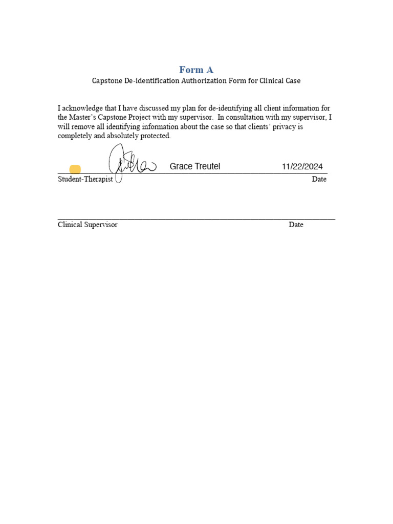 Form A Capstone De-Identification Authorization | PDF