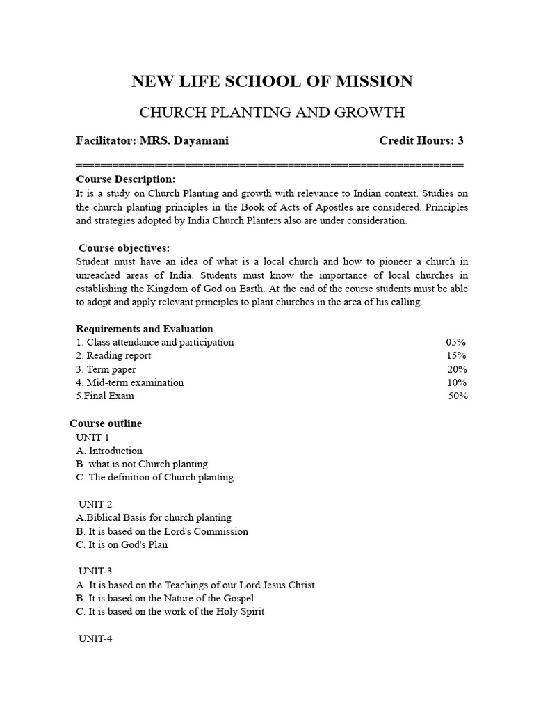 Church Planting and Growth Principles | PDF | Church Planting | Acts Of ...